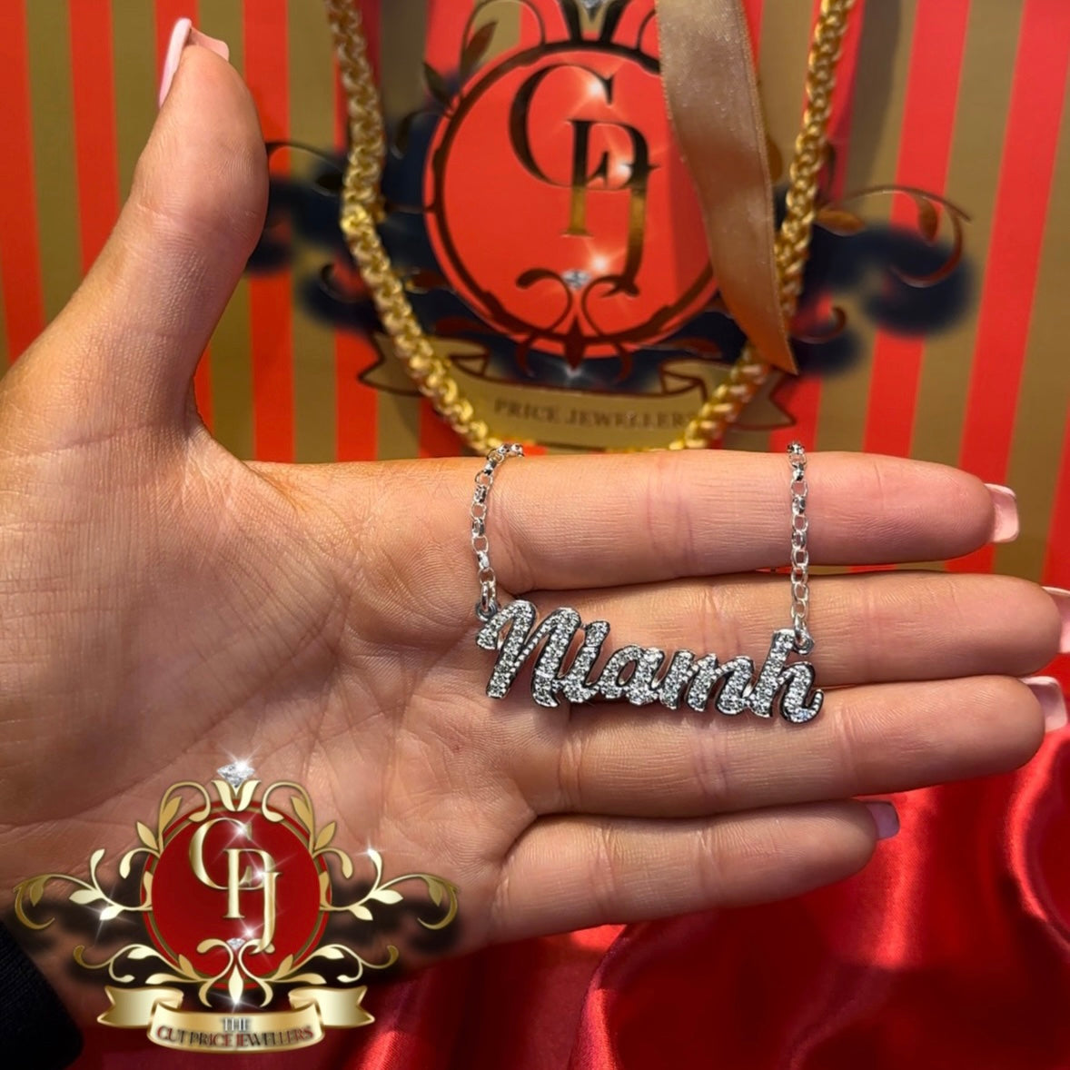 Handmade Fully Diamond Sterling Silver Name Chain The Cut Price Jewe Handmade Fully Diamond Sterling Silver Name Chain The Cut Price Jewe